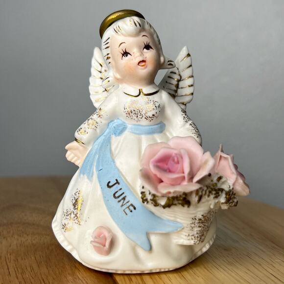 Lefton | Accents | Vintage Lefton June Birthday Angel Blue Sash Pink ...
